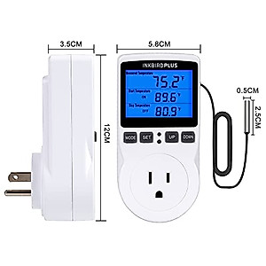 INKBIRDPLUS 1800W Heat Mat Thermostat Temperature Controller 120v 15A F and C Heating Cooling Control