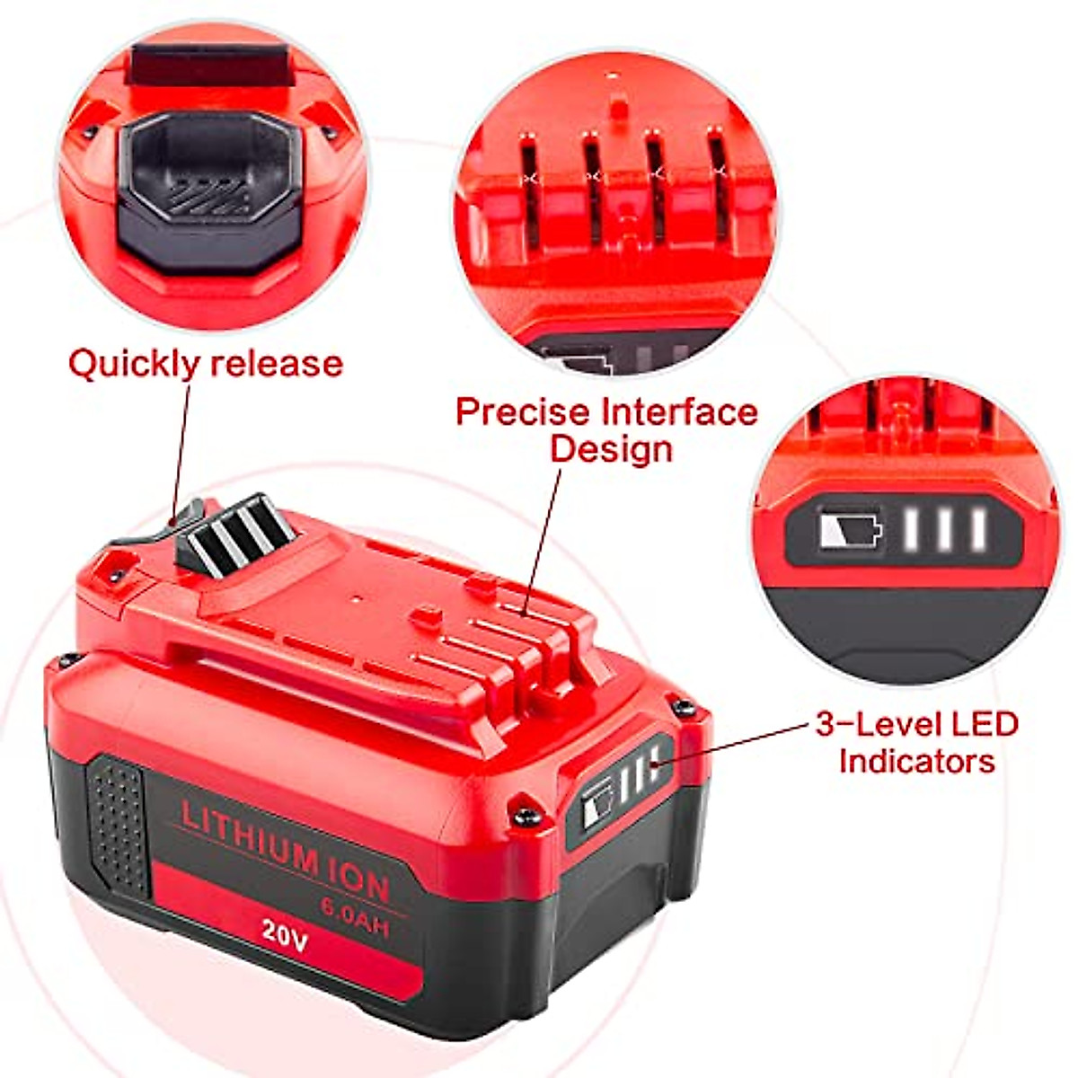 [2-Pack] 20V 6.0Ah! High-Output Battery for Craftsman V20 Lithium Battery 20-Volt Power Tools Battery CMCB205 CMCB204 CMCB202 CMCB201 CMCB202-2 CMCB204-2