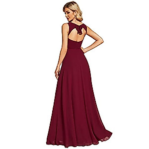 Ever-Pretty Women's Sweetheart Chiffon Sleeveless Chiffon Bridesmaid Dress Burgundy US4