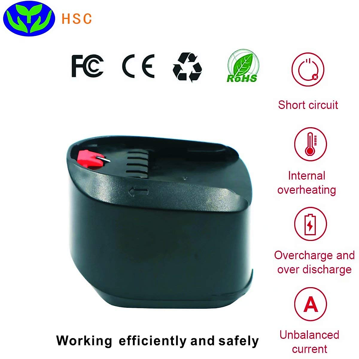 5000mAh 18650 Battery Pack BOS14.4B Lithium Battery 14.4V Replacement for Bosch BAT607 BAT607G BAT614 BAT614G Battery pack 14.4V