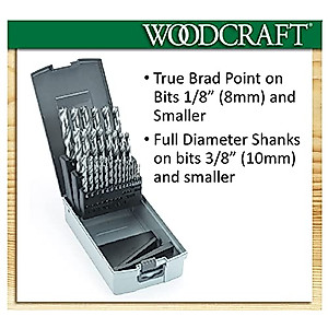 WoodRiver 29 Piece Fractional Inch Brad Point Drill Bit Index Set