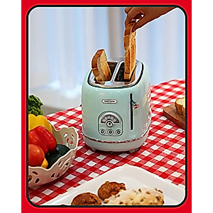 Hazel Quinn 2 Slice Retro Toaster, 6 Browning Levels, 3 Functions-Defrost/Reheat/Cancel, Removable Crumb Tray for Easy to Clean, 1.5 Inches Extra Wide Slots, Vintage Style, Mint Green