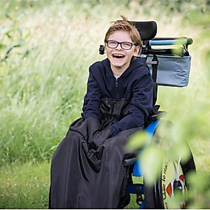 100% Waterproof Fleece-Lined Wheelchair Cozy Wheelchair Blanket | Universal fit for wheelchairs and Special Needs Buggies | Child Size (Gray Elephant)