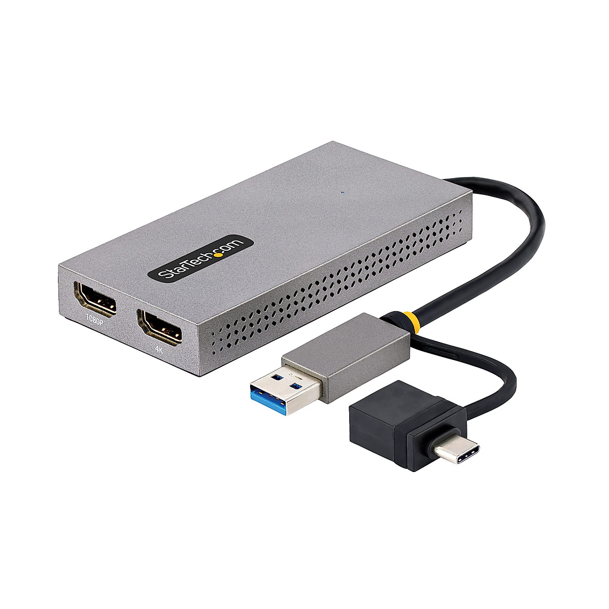 StarTech.com USB to Dual-HDMI Adapter, USB A/C to 2x HDMI Displays (1x 4K30, 1x 1080p), USB 3.0 to HDMI Converter, Win/Mac