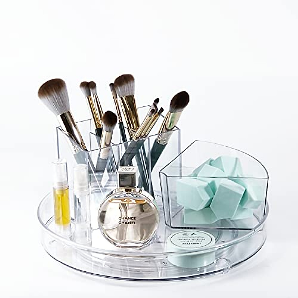 YCLADEC 4 Pack Lazy Susan 9.2" Inch Turntable Organizer Pantry Organization and Storage Container Bins Spice Rack Cabinet Rotating Condiment for Pantry Kitchen Vanity Bathroom Jewelry Holder Clear