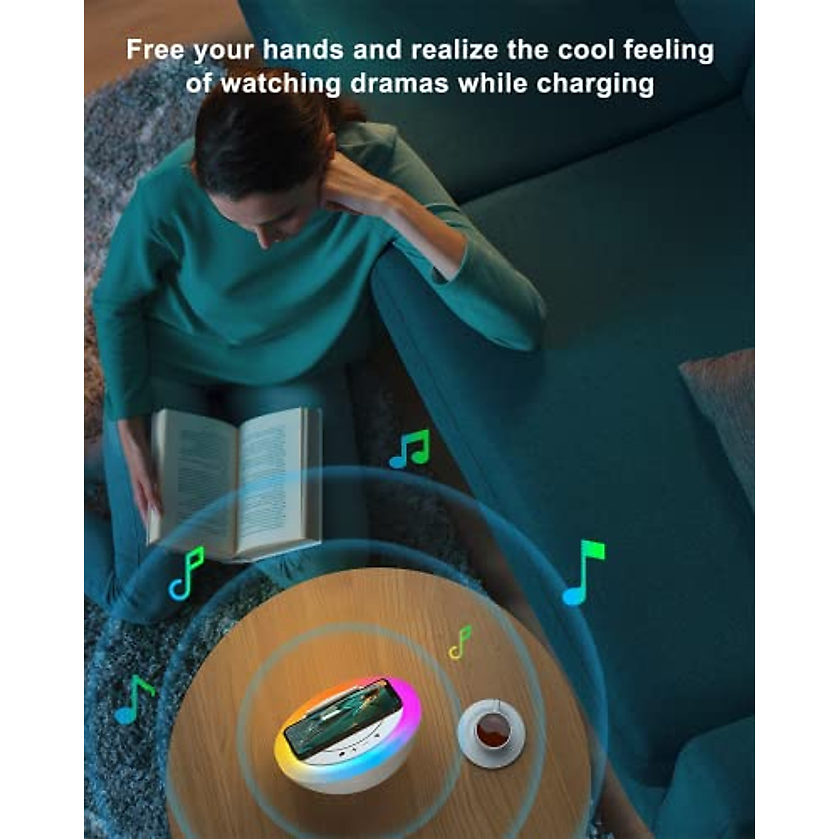 SIDVAR Wireless Charging Bluetooth Speake,Kids Bluetooth Speaker Best Birthday Gift Ideas for Teenage, Music Gifts,Teenage Year Old Girl Boy/Please use The Original Adapter(10W Wireless Charging)