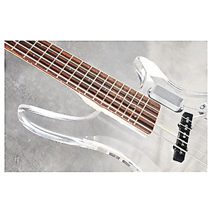 Unfinished Guitar Body Red Sandalwood Fingerboard with LED Lights, Real Shots, Suitable for 2016 New Straight-Through 5-String Acrylic Body Bass Guitar DIY Accessory