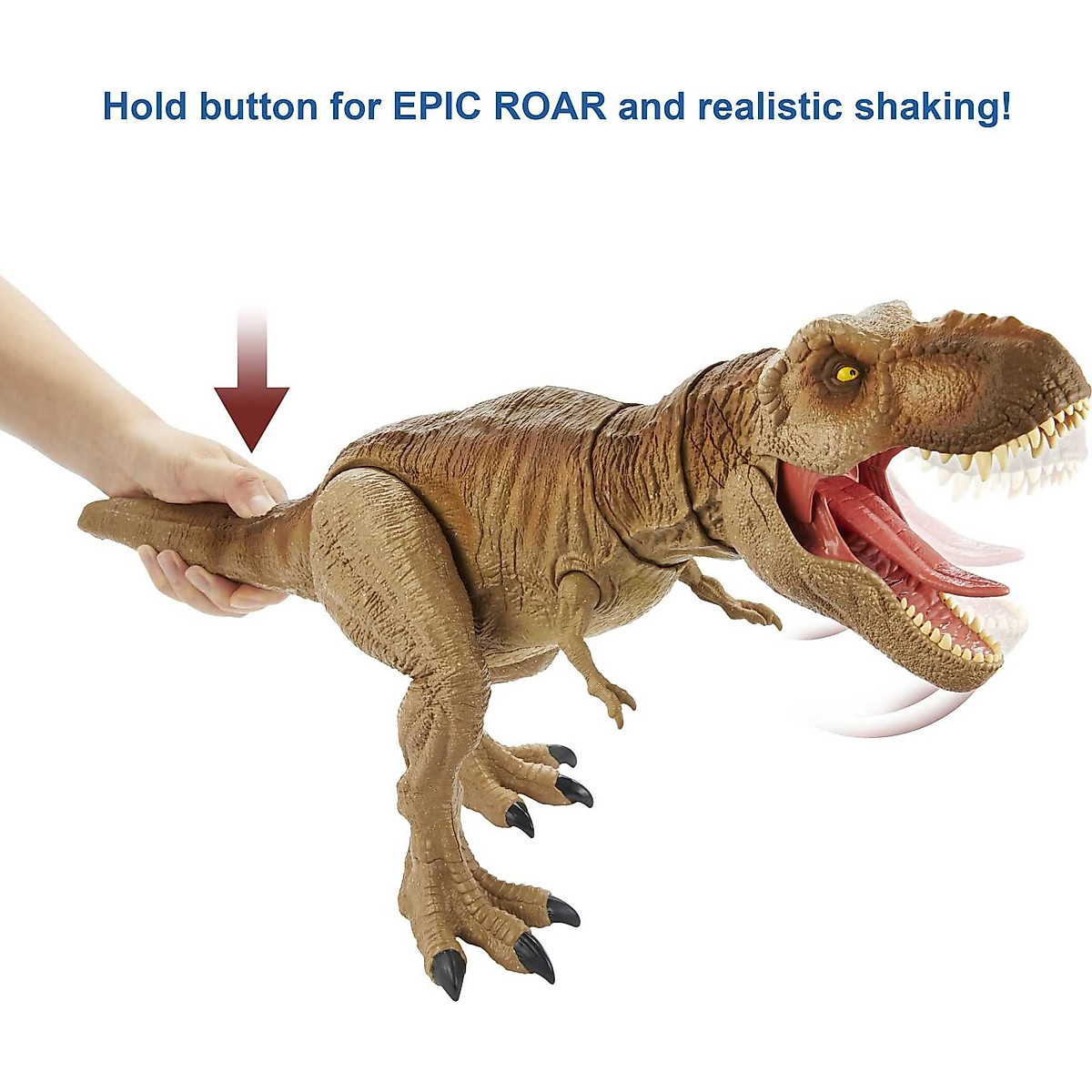 Mattel Jurassic World Epic Roarin’ Tyrannosaurus T Rex Large Action Figure, Primal Attack Feature & Sound, Realistic Shaking