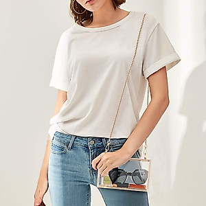 WJCD Women Clear Purse Acrylic Clear Clutch Bag, Shoulder Handbag With Removable Gold Chain Strap (Gold)