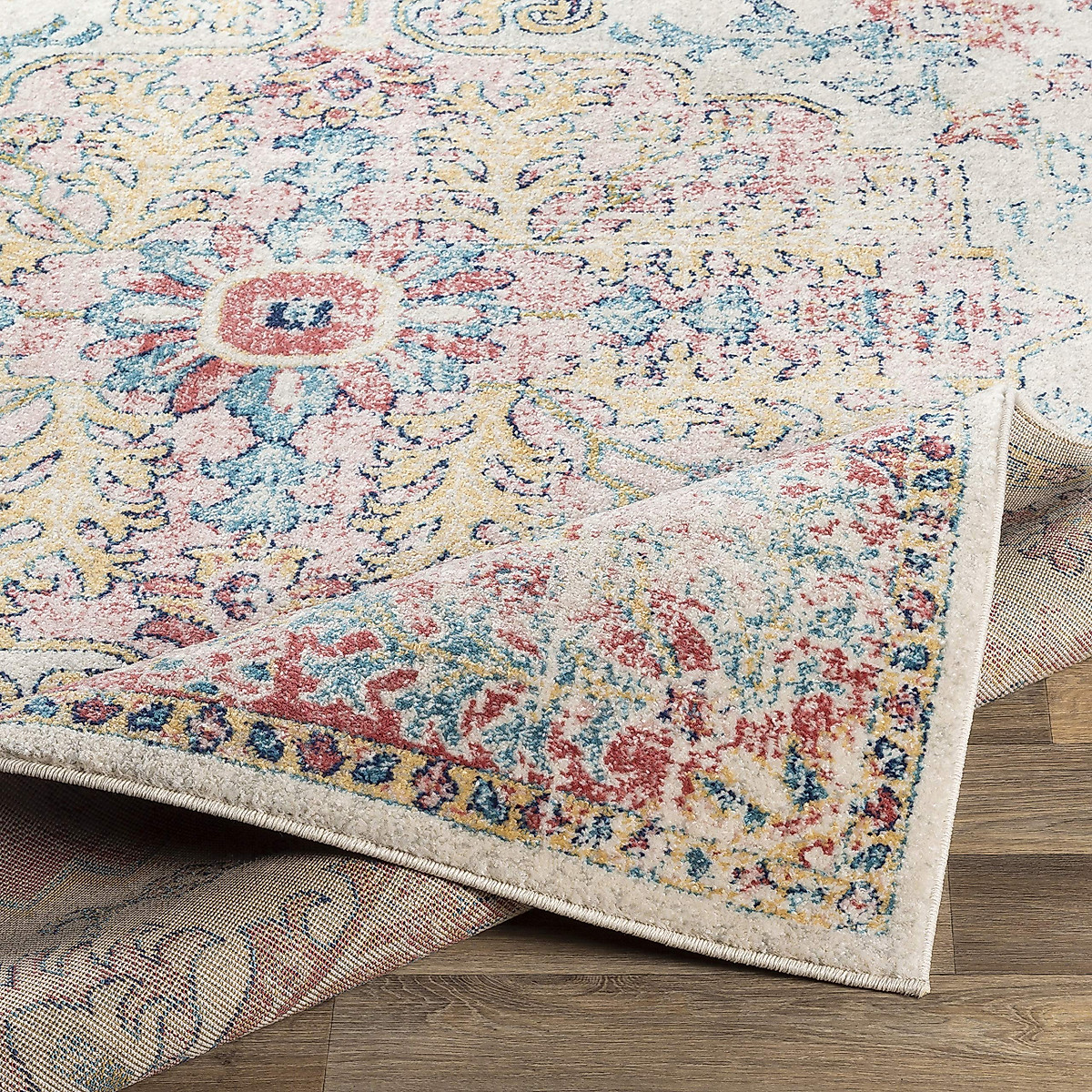 Livabliss Odelia Vintage Bohemian Area Rug,6'7" x 9',Blush/Yellow