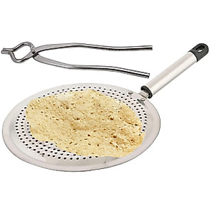 Stainless Steel Roasting Net both Sided With Tong Set of 2,Roaster Rack for Papad and Rotis and Parathas.