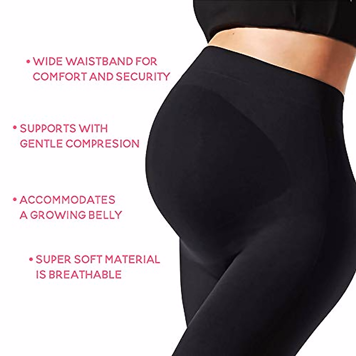 Terramed Maternity Leggings Over The Belly | Maternity Compression Leggings Capri | Belly Support Pregnancy Leggings for Women | Maternity Capris | Maternity Tights for Workout, Yoga & More | Small