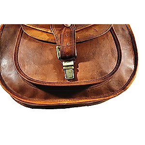 Satchel And Fable Handmade Women Vintage Style Genuine Brown Leather Cross Body Shoulder Bag Handmade Purse