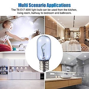 297048600 241552802 Refrigerator Light Bulb Replacement for Frigidaire Whirlpool KitchenAid Electrolx Kenmore Fridge Light Bulbs Freezer Light Bulb Replacement-T8 E17 40W (2 Pack)