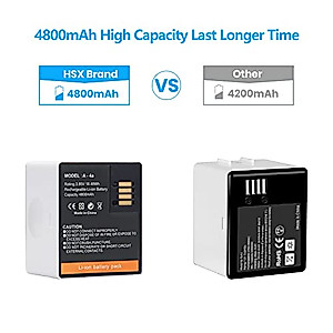 HSX 2-Pack 4800mAh Rechargeable Battery Compatible with Arlo Ultra, Ultra 2, Arlo Pro 3 and Pro 4 Cameras[3.85V/18.48Wh/4800mAh]