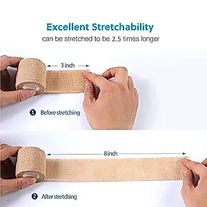 WePet Pet Wrap, Self-Adhesive Non-Woven Tape for Dog Legs, Paws, Wounds, First Aid Cohesive Gauze for Horse, Cat, Bird, Animal, 18 Rolls, 2 Inch