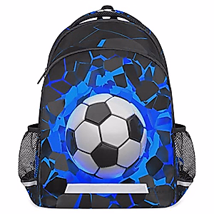 OMFUNS Sport Football Ball School Backpack for Girl Boy Teen Soccer Sport Student Bookbag for Elementary Primary Junior School Bags College Travel Daypack Laptop Backpack for Men Women