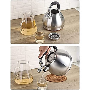 Stovetop Tea Kettle Whistling Teapot Tea Kettle Stainless Steel Whistling Kettle 3.5L Hot Water Boiler Kettle Kitchen Stovetop Tea Kettle Teapot Stove Top Kettle Tea Pot teapot