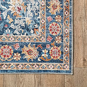 nuLOOM EMI Traditional Stain-Resistant Machine Washable Area Rug, 9' x 12', Blue Multi