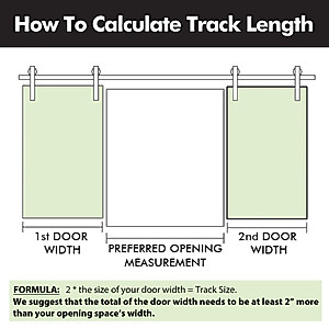 Homacer Black Rustic Ceiling Mount Non-Bypass Sliding Barn Door Hardware Kit, for Two/Double Doors, 8ft Long Flat Track, Interior Use Only (Doors are not Included)