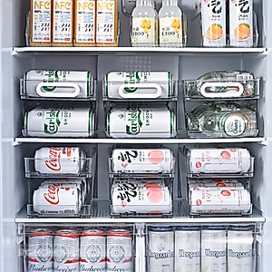 Xicennego Upgrade 2-Tier Rolling Soda Can Storage Organizer for Tall Skinny Soda/Pop Cans, Soda Can Dispenser for Refrigerator, Fridge Can Drink Holder, Plastic Storage Rack for Fefrigerators, Pantry