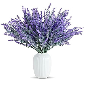 12 Bundles Artificial Lavender Flowers, Wild Purple Fake Plants for Bouquets for Wedding, Easter Decorations, Door Wreaths, Farmhouse Home Decor (14 x 2 x 3 in)
