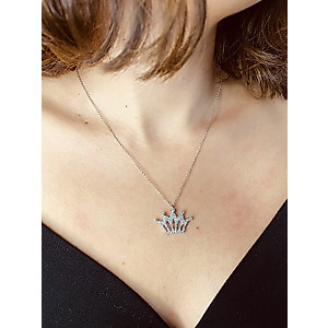 Queen Crown 925 Sterling Silver Pendant Necklace (Sterling Silver)