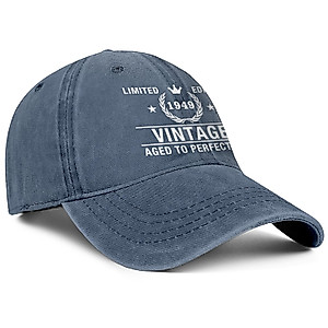 75th Birthday Gifts for Men Women Hats 75 Vintage 1949 Ideas Baseball Cap Blue