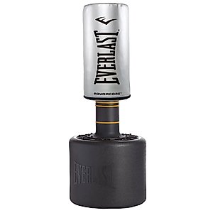 Everlast Powercore Free Standing Indoor Rounded Heavy Duty Fitness Training Punching Bag for Home Gym Strength Boxing Workout Exercise, Silver