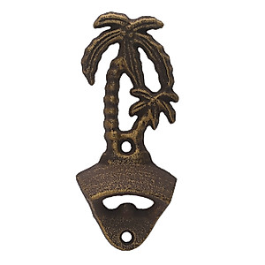 Luwanburg Retro Palm Tree Wall Mount Beer Bottle Opener Cast Iron for coastal Home Decor Beach Theme Party (Antique Bronze)