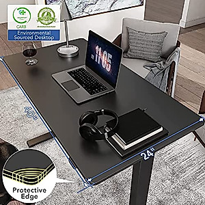 FLEXISPOT Electric Standing Desk 48 x 24 Inches Height Adjustable Desk Sit Stand Desk Home Office Desks Whole-Piece Desk Board (Black Frame + 48 in Black Table Top)