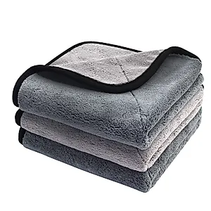 SCRUBIT 3 Pack Microfiber Cleaning Towels for Cars by Scrub it- Super Absorbent Plush Towel Quick car Drying, Non-Scratch, Double Layer wash Cloth to Clean and Shine Your Vehicle