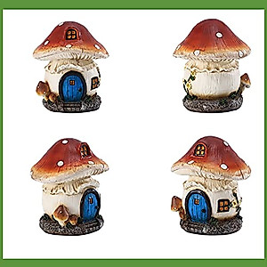 Sunnyway Mushroom Fairy Garden House Statue Sculptures Outdoor Yard Decor Resin Lawn Ornament