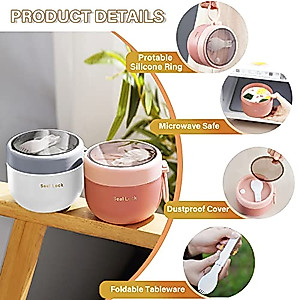 Overnight Oats Containers with Lids, 20oz Portable Overnight Oats Jars with Spoons, Leak-proof Plastic Yogurt Jars, Oatmeal Container for Yogurt Breakfast On The Go Cups, Dessert Snack Containers