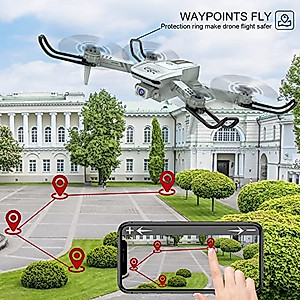 ScharkSpark Drone with 2K HD FPV Dual Camera for Adults and Kids, Mini RC Drone with 3D Flips/Altitude Hold/Headless Mode/Gesture Selfie/Waypoint Flight, 2 Batteries and Case, Gifts for Boys and Girls