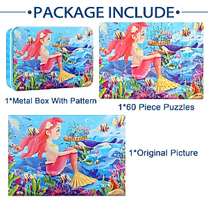 LELEMON Puzzles for Kids Ages 4-8, 60 Piece Puzzles for Kids Ages 3-5 in a Metal Box,Educational Puzzle Games Kids Puzzles, Childrens Puzzles Jigsaw Puzzles Toys Gifts for Girls and Boys