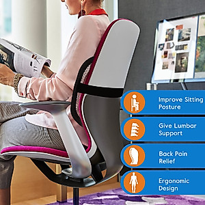 YINSHENG Mesh Back Lumbar Support, Mesh Back Support Seat Cushion Air Flow Chair Back Support with Elastic Strap Back Rest for Home Office Chair Car Seat Back Pain Relief