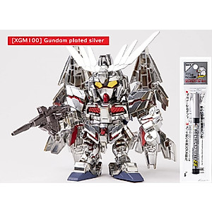GSI Creos Gundam Marker 3 Types Set Clear Gloss, Clear Matte, Gundam Plated Silver With Kanji LOVE Sticker, 7.87 x 0.39 x 2.36 in