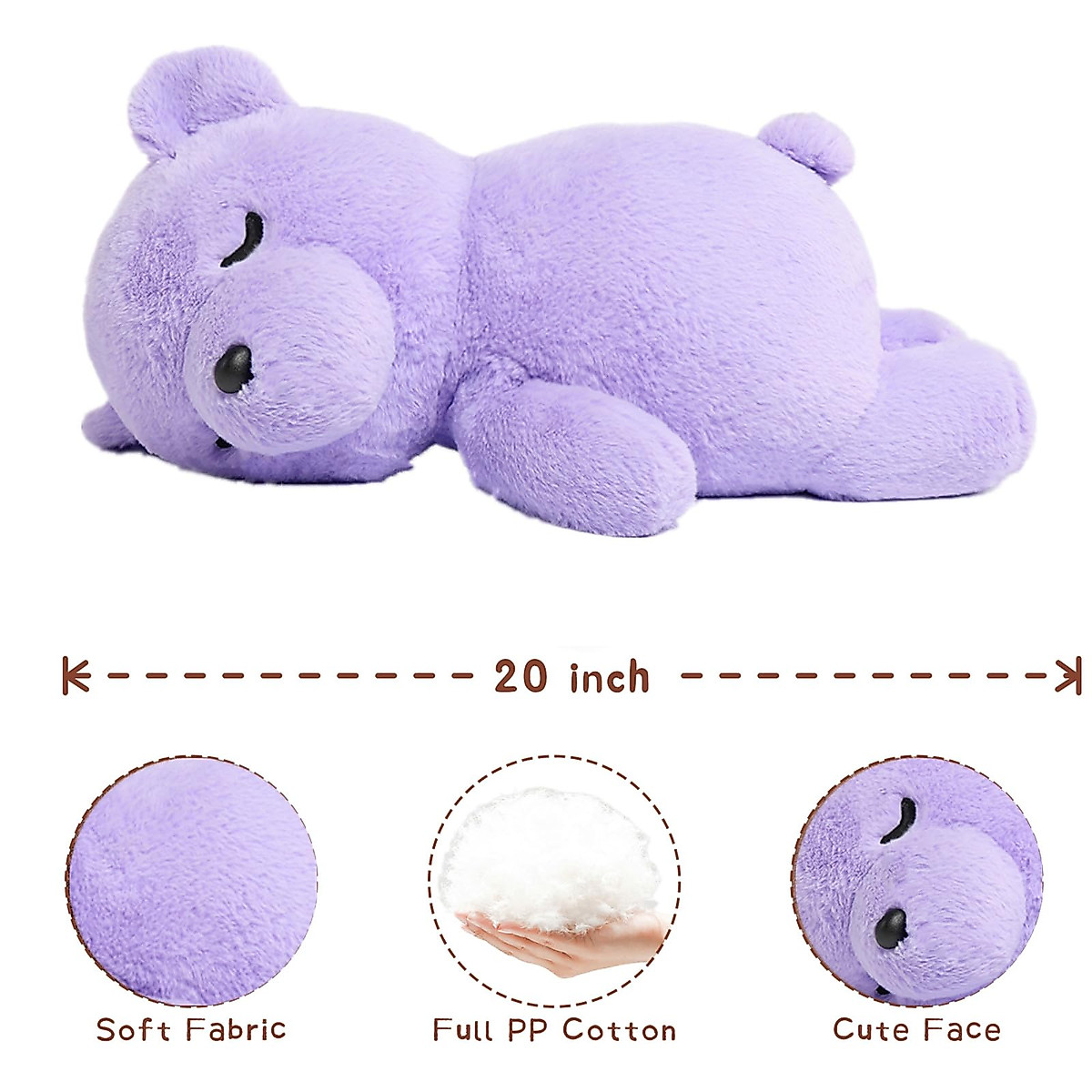 Tezituor 20 inch Teddy Bear Stuffed Animals, Large Stuffed Koala Bear Plush Toy Soft Purple Teddy Bear Plush Hugging Pillow Gift for Kids