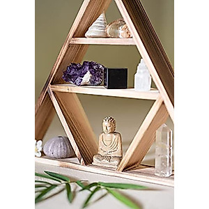 Triangle Shelf for Crystals and Healing Stones Display Floating Shelf, Large 19" Rustic Wood Wall Shelf or Tabletop Home Decor for Bedroom, Bathroom, Living Room, Office, Altar