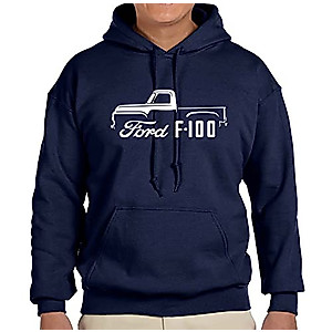 Maddmax Car Art 1953-56 Ford F100 Pickup Truck Classic Outline Design Hoodie Sweatshirt large navy blue