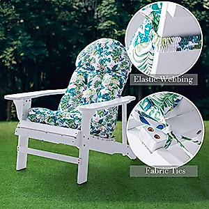 Enipate Tropical Print Adirondack Chair Cushions, Weather Resistant Patio Chair Seat Cushion, Tufted Thicken Outdoor High Back Rocking Chair Pads