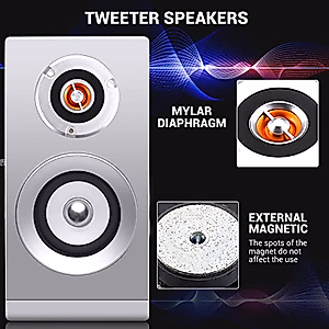 Facmogu 2PCS 3 Inch Silver Tweeter Speaker, RMS 15W 4 Ohm High Efficiency Mini Tweeter Speakers for Home Theatre, Car Tweeter Speaker for Car Audio System Accessories