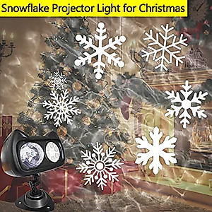 FCXJTU Christmas Halloween Projector Lights Outdoor, 2-in-1 LED Christmas Snowflake Projectors with 96 HD Effects 3D Ocean Wave Patterns Waterproof Remote Control Timer for Xmas Party Decorations