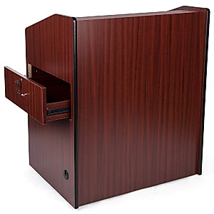 Displays2go Lecture Podiums with Wheels – Mahogany (OLILCTMMLSM)