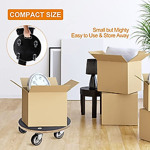 Double Rhombus Furniture Moving Dolly 2 Pack Round Wood Platform Dolly Cart 550 Lbs Capacity Heavy Duty Furniture Mover Carrier with 4 Wheels Small Flat Dolly for Moving Furniture Cabinet Sofa Fridge