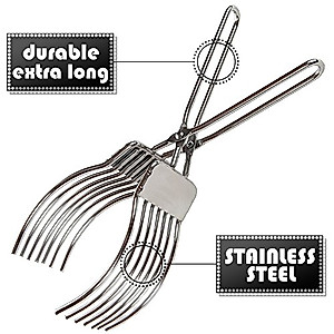 Stainless Steel Roast Beef Cutting Tongs Meat Bread Slicing Tong Onion Tomato Holder For Slicing Vegetable Fruits Cutting Kitchen Aid