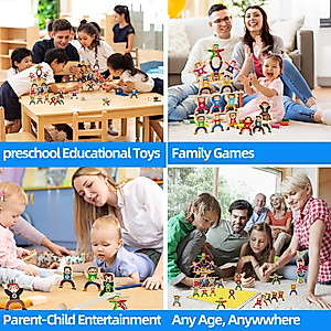 moopok 16Pcs Wooden Stacking Toys,Circus Hercules Acrobatic Troupe Toy, Balancing Building Blocks Game Toddler puzzle Toys,for 3 4 5 6 Years Kids Adults