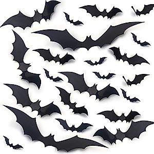 Halloween Bats Wall Decals 77pcs Bat Wall Stickers Halloween 3D Bats for Wall Decoration 4 Size