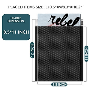 Metronic 40Pcs Bubble Mailers 8.5x12", Black Padded Envelopes, Strong Adhesion #2 Bubble Mailer Medium Shipping Mailing Envelopes for Small Business,Books,Clothes, Makeup Supplies,Water Proof